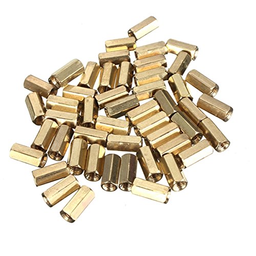 CocinaCo 50pcs M3 10mm Double Pass Hollow Hex Copper Ferrule Cylinder ...