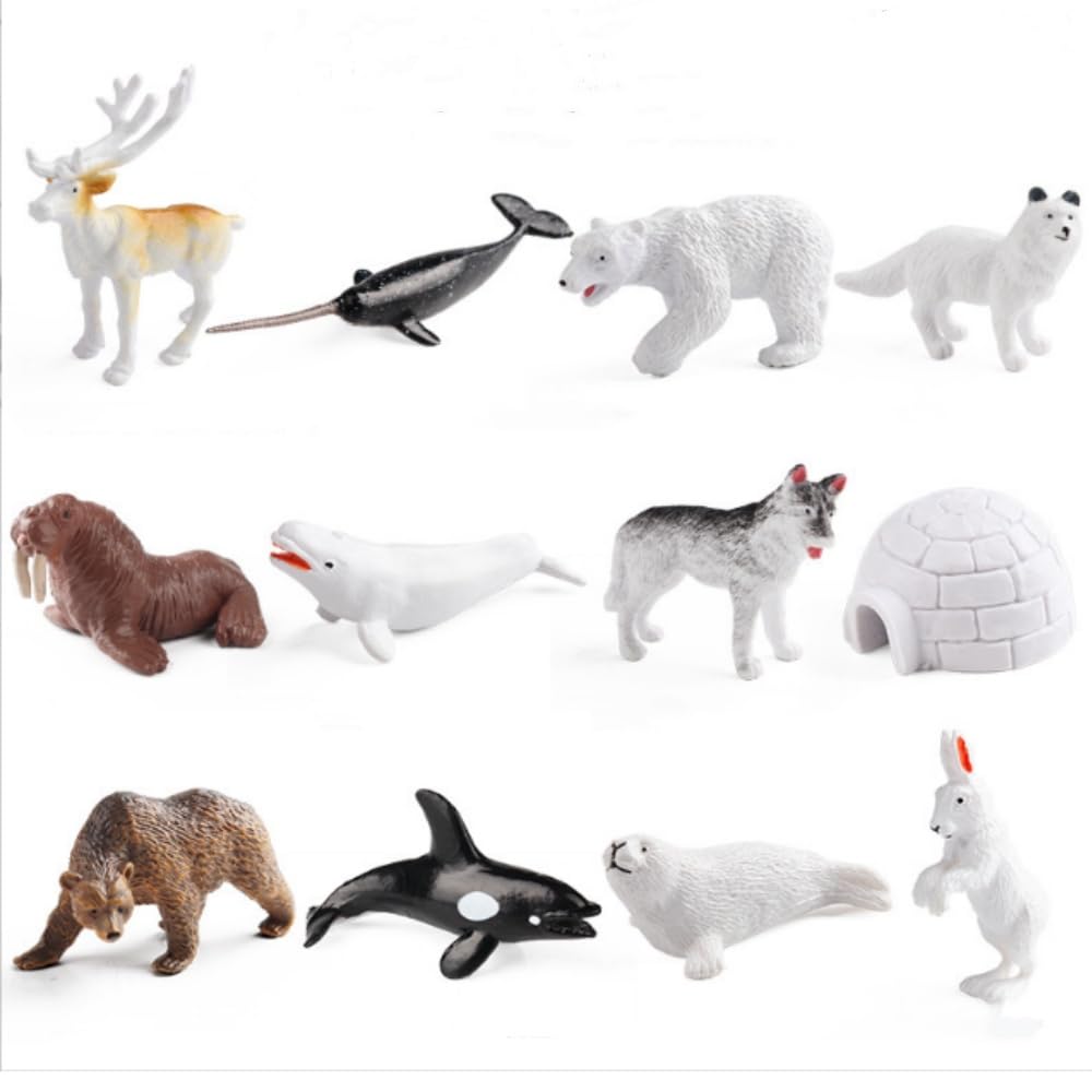 Amazon.com: Arctic Animals Figurines Sets, 12pcs Mini Arctic Animals ...