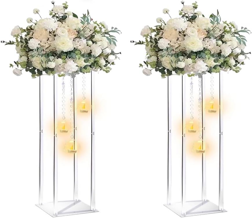 Amazon.com: Acrylic Vases Wedding Centerpieces for Tables - 2 Pcs Clear ...