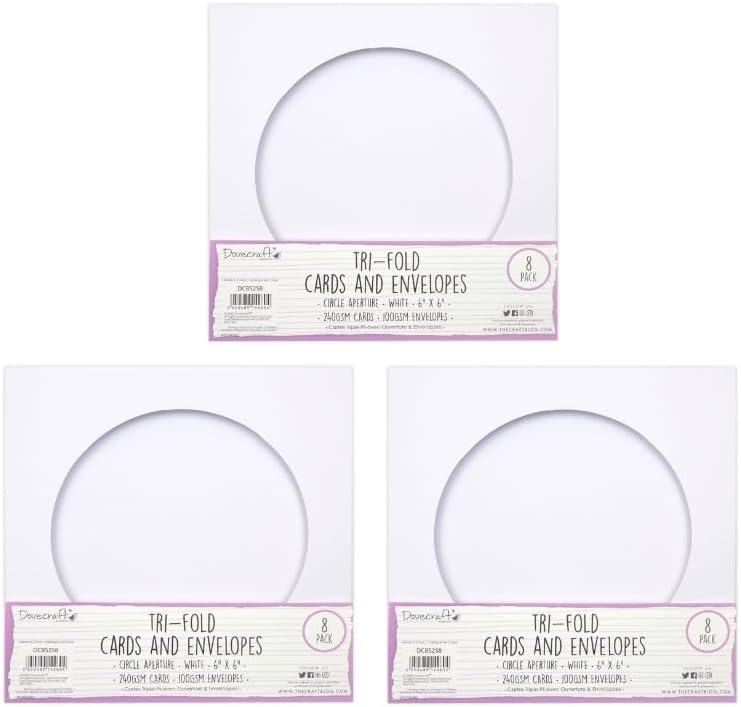 Dovecraft Essentials Tri-fold Cards and Envelopes 6x6-3 Pack (Circle ...
