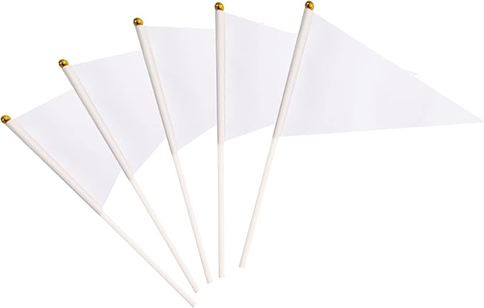 Amazon.com : 25 Pack White Pennant Flags Small Mini Hand Held Solid ...
