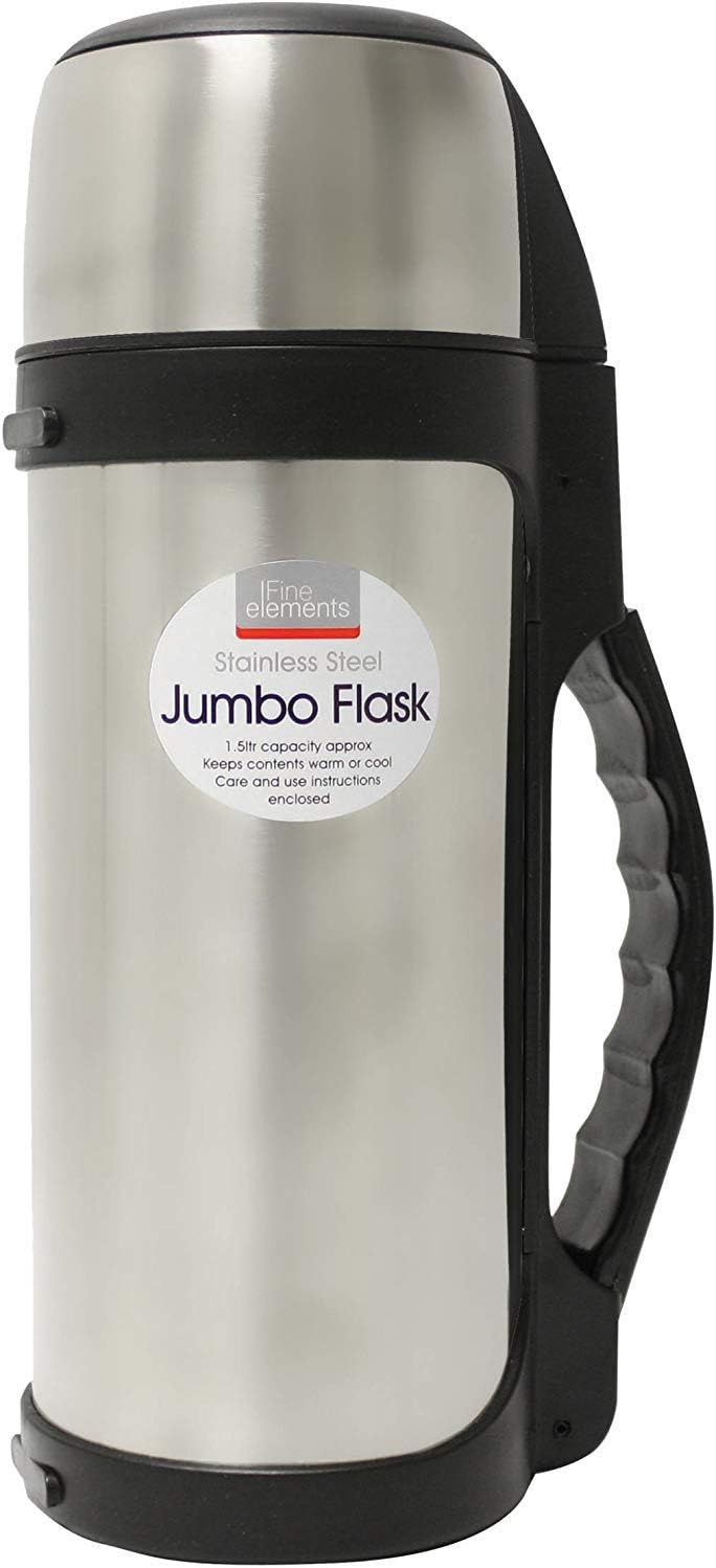 Fine Elements KF1013 1.5 Litre Jumbo Vacuum Flask Set Steel with Wide ...