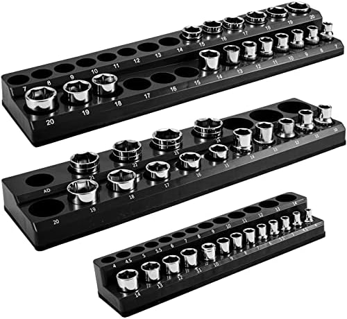 Amazon.com: VEVOR 6-Pack Metric and SAE Magnetic Socket Organizers, 1/4 ...