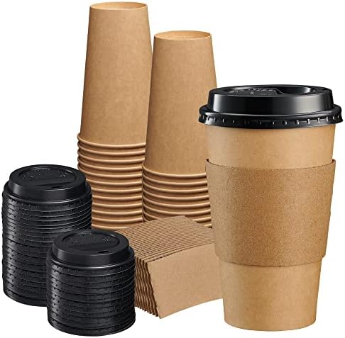 Comfy Package [50 Sets] 16 oz. Disposable White Coffee Cups with White ...