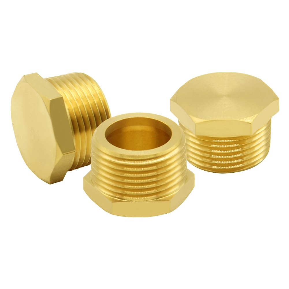 Amazon.com: Hooshing 3PCS Brass Pipe Plug 3/4 Inch NPT Male Thread ...