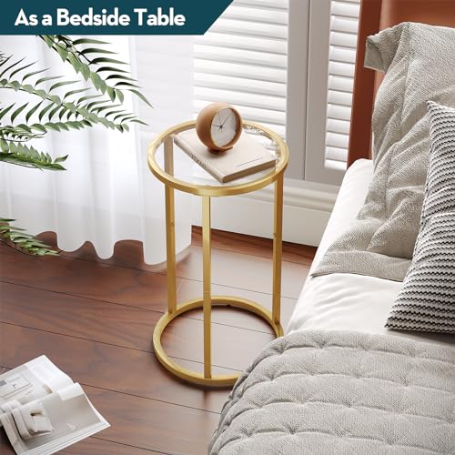 Snapklik.com : SAYGOER Round Side Table Small Gold End Table For Small ...