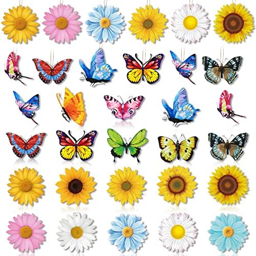 Amazon.com: 36Pcs Spring Ornaments for Tree Wood Butterfly Peony ...