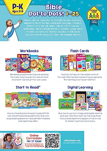 Snapklik.com : School Zone Bible Dot-to-Dots Numbers 1-25 Workbook: 32 ...