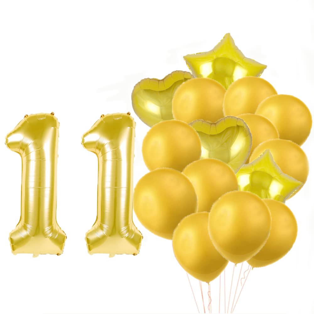 Sweet 11th Birthday Decorations Party Supplies,Gold Number 11 Balloons ...