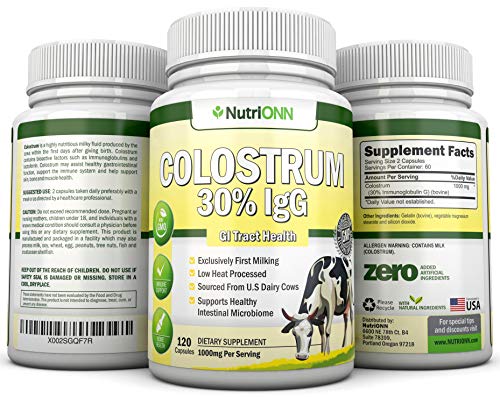Colostrum - 1000mg - 120 Capsules - 30% IgG - Non-GMO US Dairy - First ...