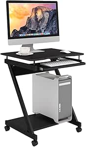Amazon.com: Computer Desk Black, Standing Desk With Keyboard Tray, Home ...