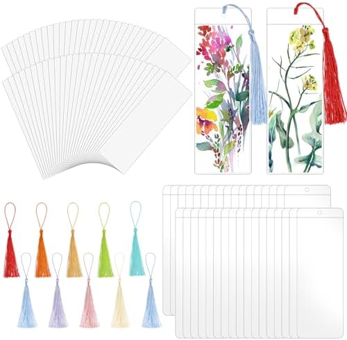 Amazon.com: 60 Sets Kraft Paper Blank Bookmarks with Tassels, Cardstock ...