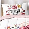 Amazon.com: BDUCOK Highland Cattle Comforter Sets,Rose Flower Highland Cow Bedding Sets for Kids ...