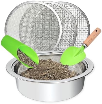 Amazon.com : Soil Sifter for Gardening, Stainless Steel Sifting Pan ...