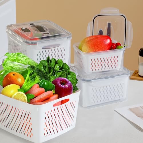Amazon.com: JSCARES 4-Pack Fruit-Storage-Containers for Fridge with ...