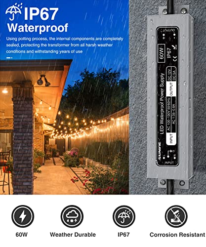 Snapklik.com : 60W LED Driver 12V DC Waterproof IP67 LED Power Supply ...