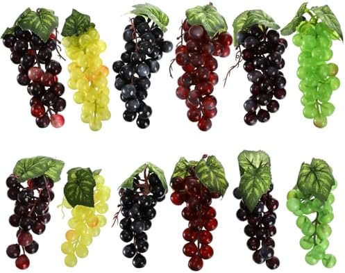 Amazon.com: ZEAYEA 12 Bunches Artificial Grapes, Simulation Lifelike ...