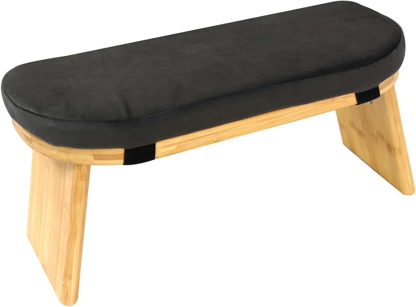 Meditation Bench – Bamboo with Grey, Soft Velvet Cushion – Sturdy ...