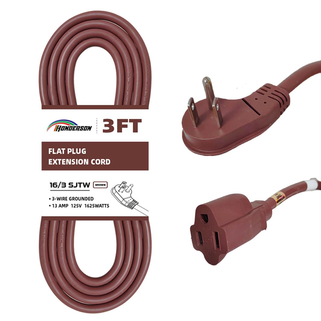 Amazon.com: HONDERSON Flat Plug Indoor Extension Cord, UL Listed, 16 ...