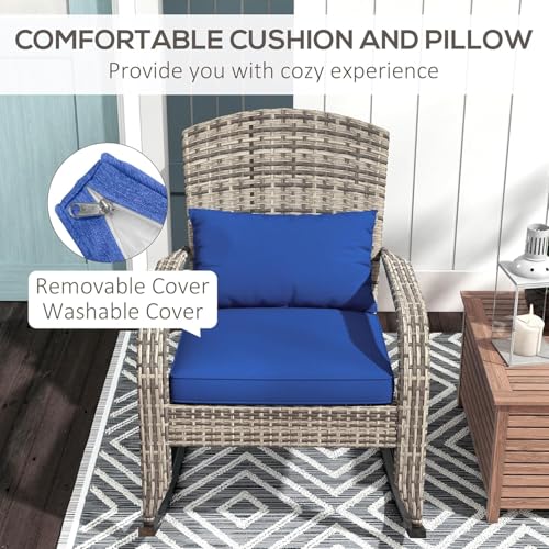 Outdoor Wicker Rocking Chair, Patio Rattan Rocker Chair with High Back ...