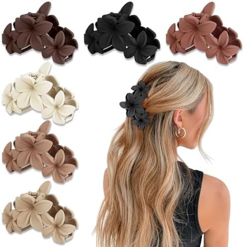 Amazon.com : JSDJ 9PCS Hair Clips Flower Claw Clips for Women Girl,Non-slip Matte Banana Jaw ...