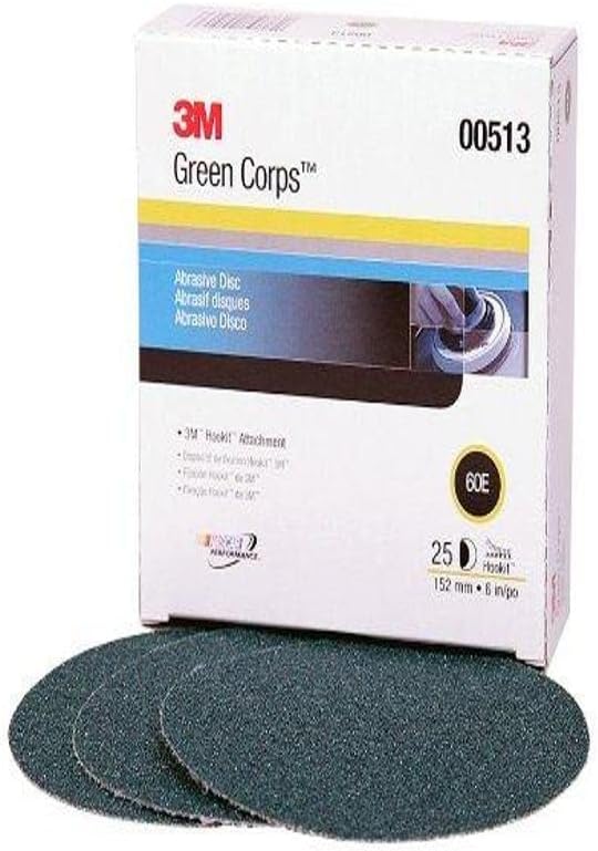 Amazon.com: 3M 00513 Green Corps Hookit 6" 60E Grit Regalite Disc, (Box ...