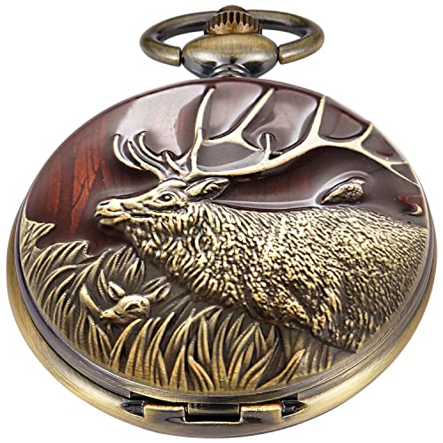 Buy Realpoo Animal Patch Quartz Pocket Watch, Carved Goat Animal Patch ...