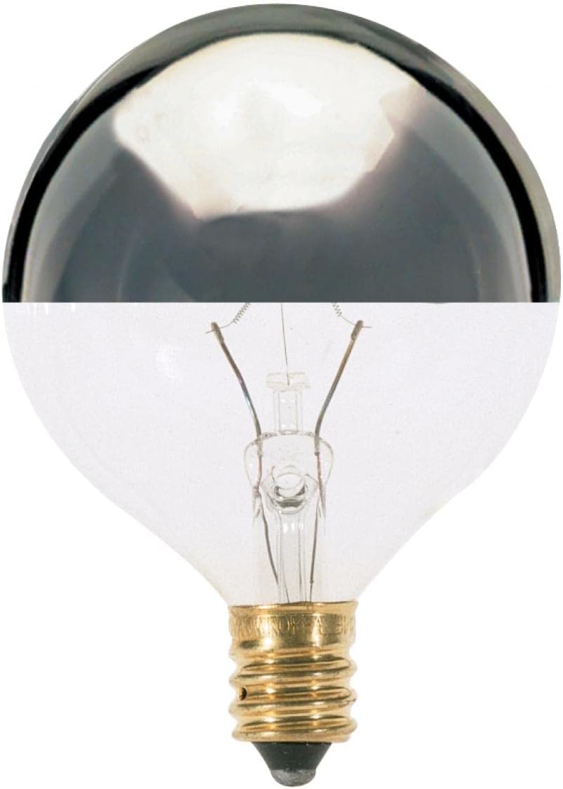 Satco S3244 120V Candelabra Base 25-Watt G16.5 Light Bulb, Silver Crown ...