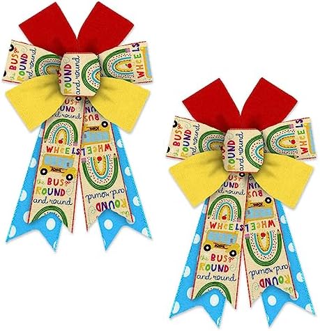 Amazon.com: 2 PCS Welcome Back to School Bows for Wreath, Preschool ...