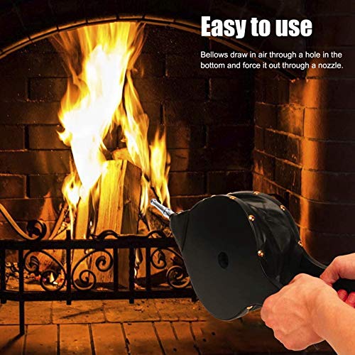 Wood Fireplace Bellow, Large Leather Hand Fire Bellows Fan Air Blower ...