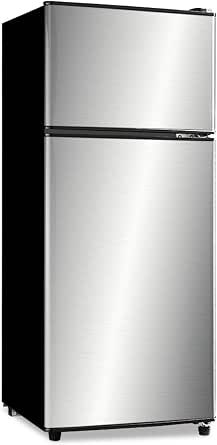 Amazon.com: Fox Shack Refrigerator with Freezer, 3.8 Cu Ft Double Doors ...