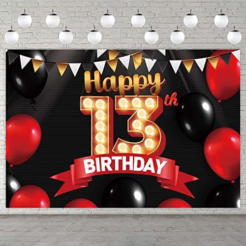 Amazon.com: Happy 17th Birthday Red Black Decorations Banner Backdrop ...