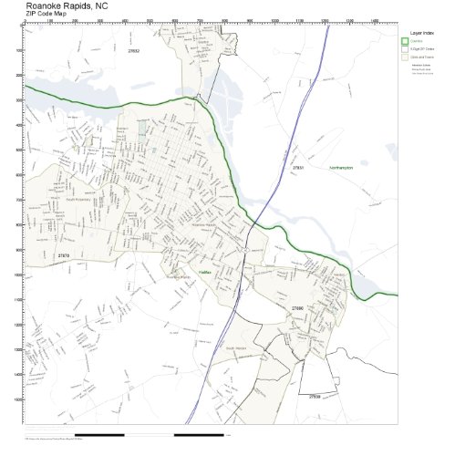 ZIP Code Wall Map of Roanoke Rapids, NC ZIP Code Map Not Laminated ...