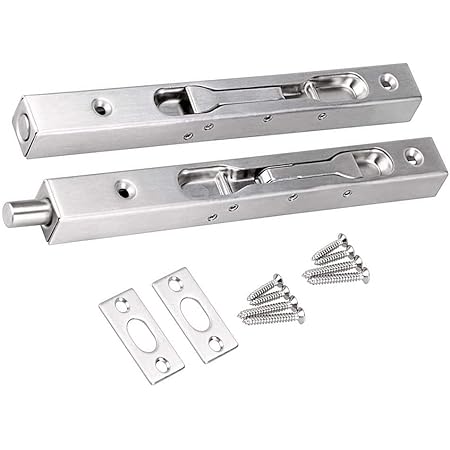 2 Pcs Door Flush Bolt Guard Concealed Slide Bolt Lock - 8 Inch ...
