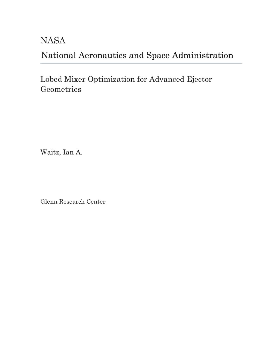 Buy Lobed Mixer Optimization for Advanced Ejector Geometries Online at ...