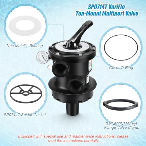 Hayward SP0714T Top Mount Multiport Valve Kit Compatible Flange Valve ...