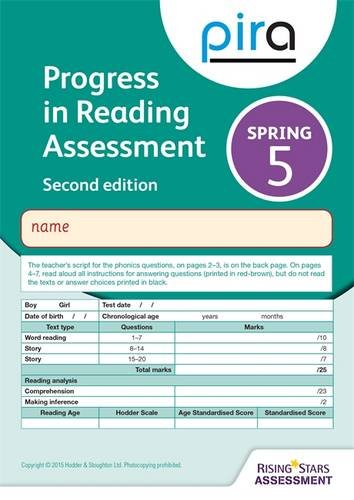 PiRA Test 5, Spring Pack 10 - 2ED (Progress in Reading Assessment ...