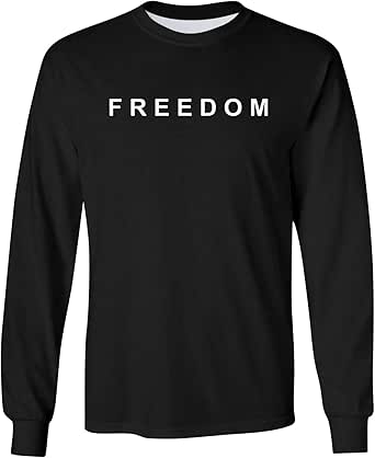 Freedom Tshirt for Men Casual Loose Long Sleeve Crewneck Graphic Tees ...