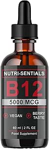 Vitamin B-12 Liquid Drops - 5000 mcg Methylcobalamin High Strength ...