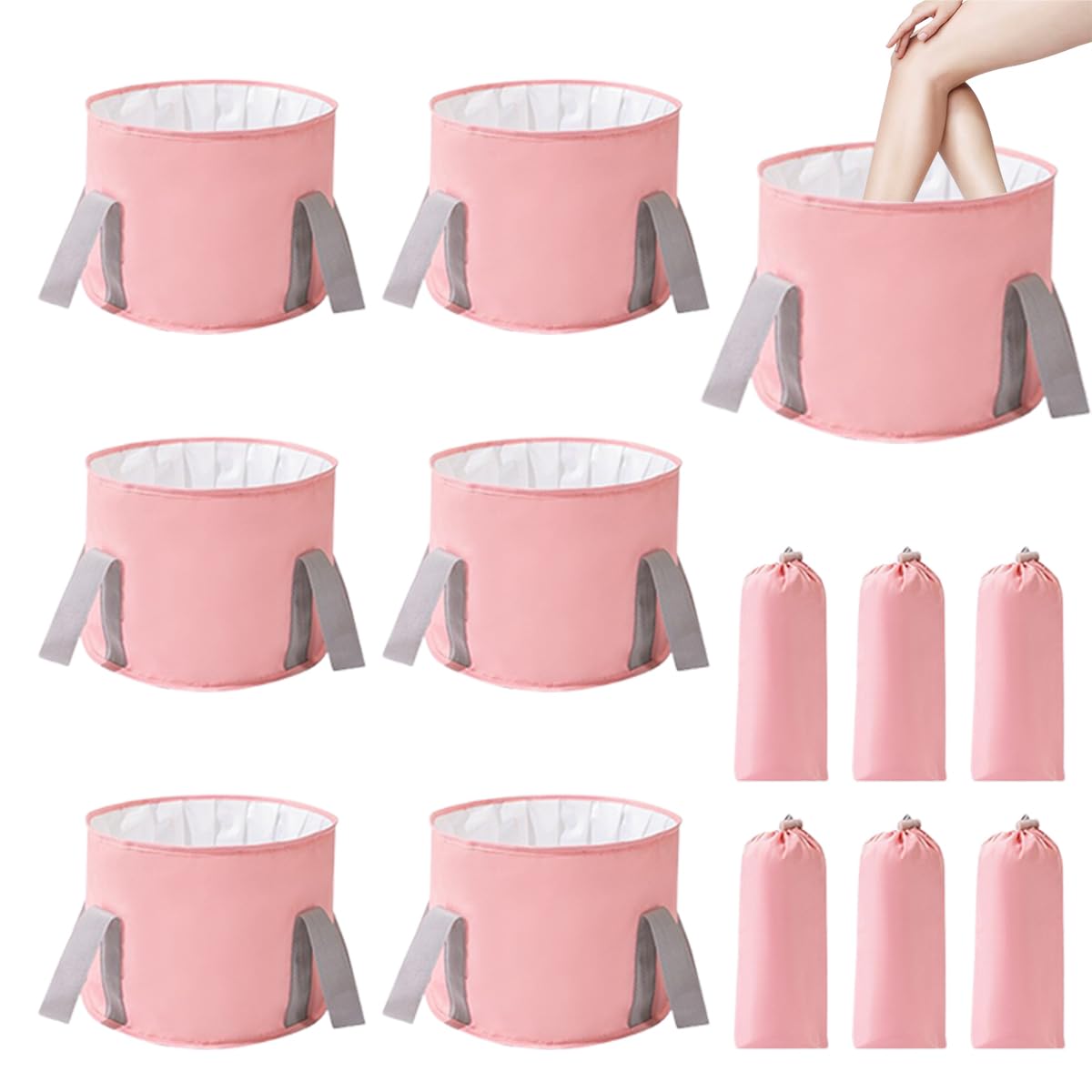 Amazon.com: Quaocens 6 Pcs Pink Collapsible Foot Bath Portable Foot ...