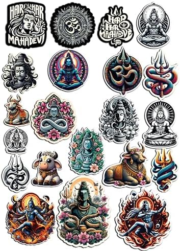 D2C Har Har Mahadev OM Shiv Stickers - Pack of 21 Glitter Finish ...