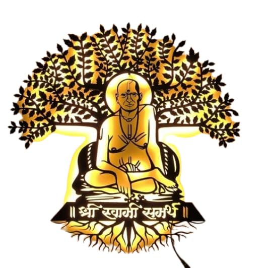 TANGYOAK Artrooms Swami Samarth With Tree Metal Wall Art With Light ...