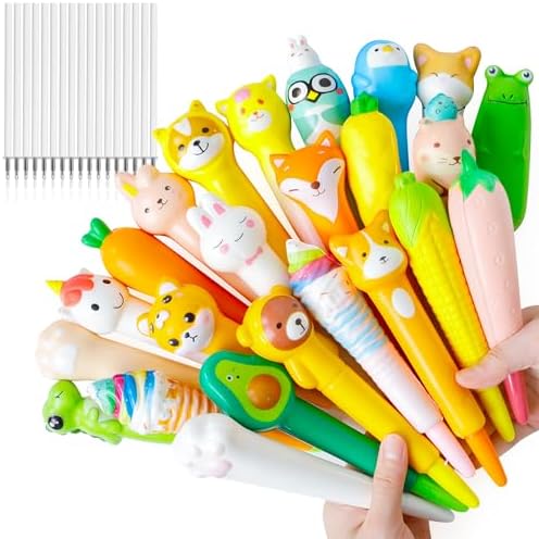 Amazon.com: Kawaii Pens Squishies 24pk, gel ink Animals Pens Fun Kids ...