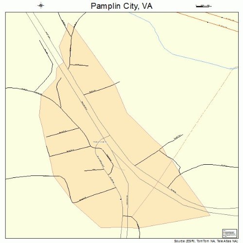 Amazon.com : Large Street & Road Map of Pamplin City, Virginia VA ...
