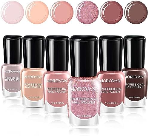 Amazon.com : Morovan Fingernail Nail Polish Set: Nude Pink Air Dry ...