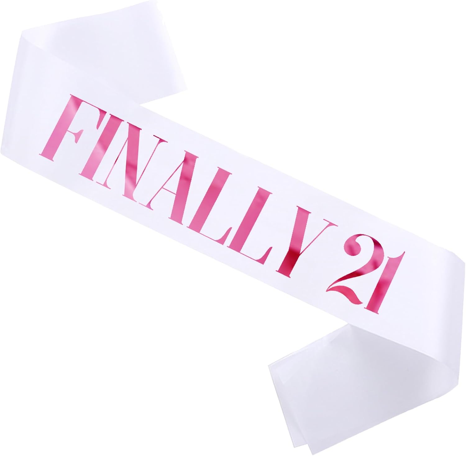 Amazon.com: PANBINN Finally 21' Birthday Sash, Pink Foil White Satin ...