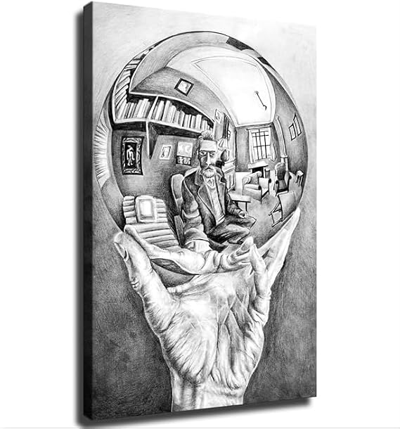 Amazon.com: The M.C. Escher Hand with Reflecting Sphere Canvas Wall Art ...