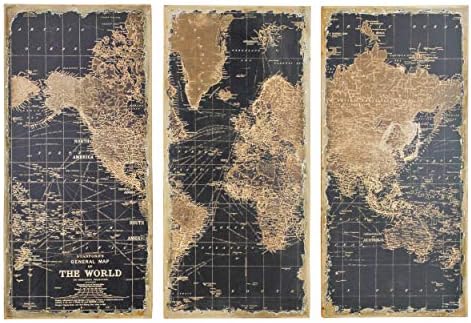 Amazon.com: Aspire Stanford World Map Wall Decor (Set of 3), Black ...