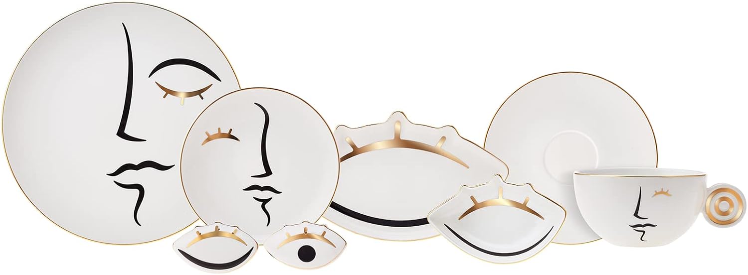 Karaca Visage 26-Piece Breakfast Set for 6 People, Porcelain, Serving ...