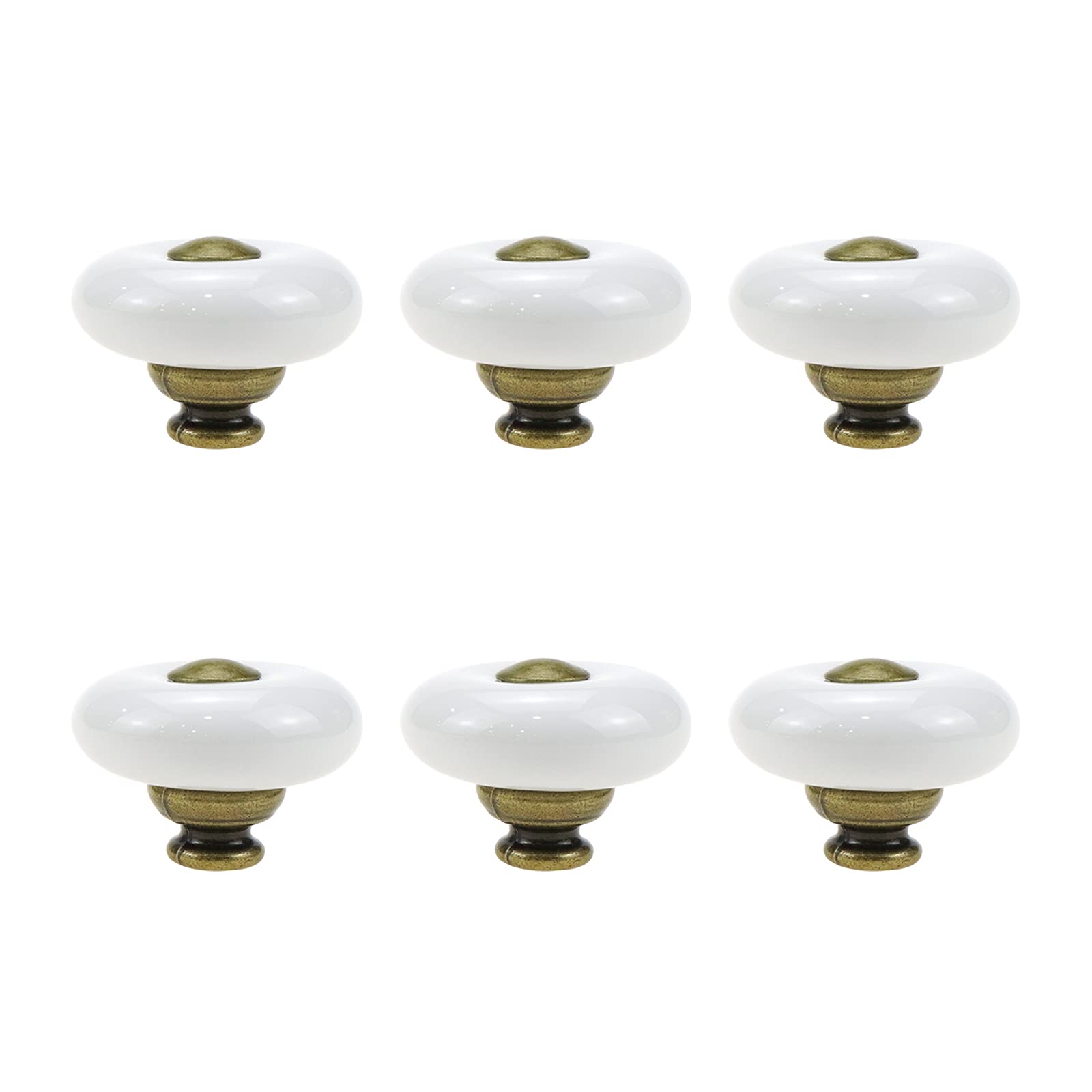 Tsnamay 6 Pieces White Ceramic Knob Kitchen Door Cabinets Cupboard ...